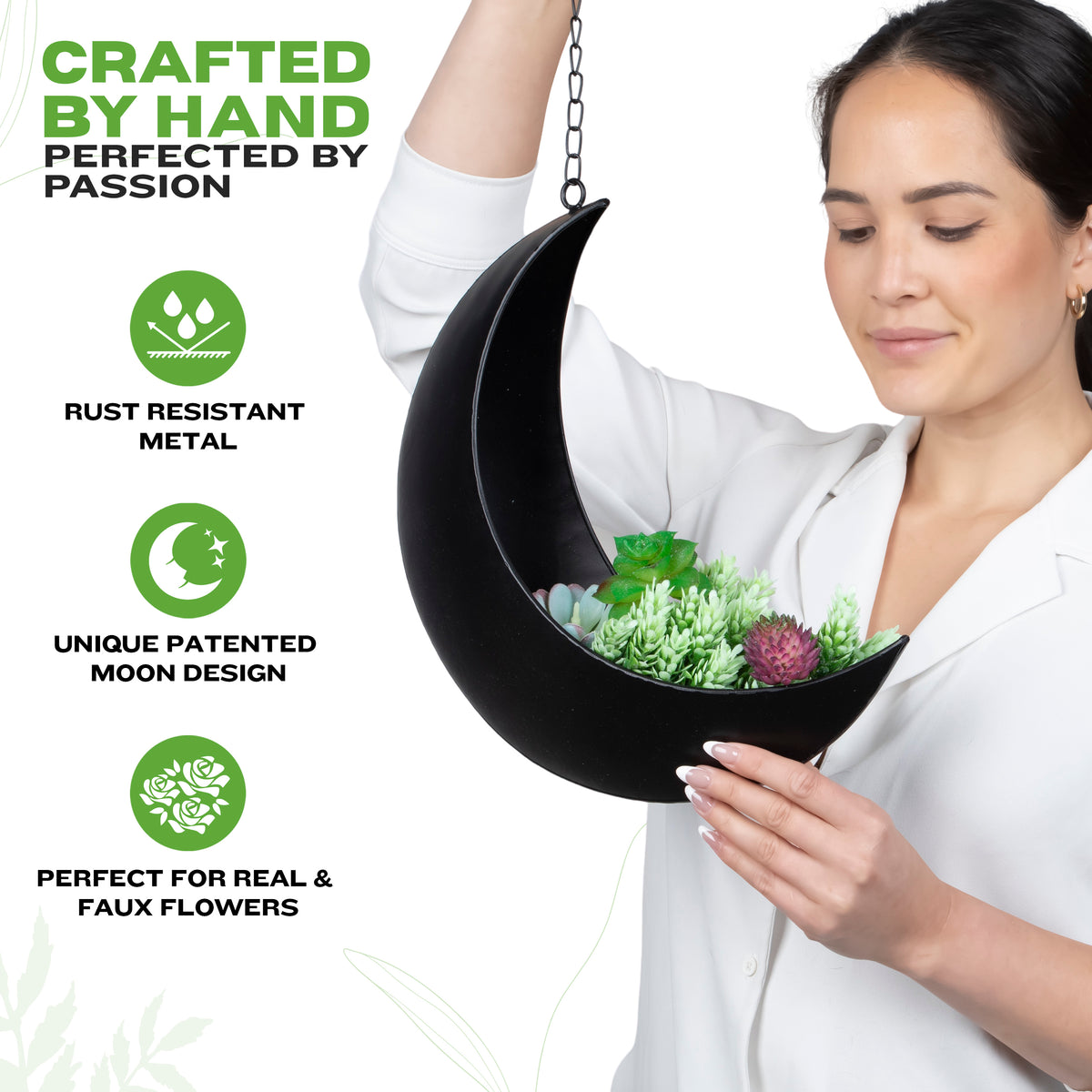 Hanging Moon Planter- Black- Moon Room Decor - Crescent Moon Planter ...