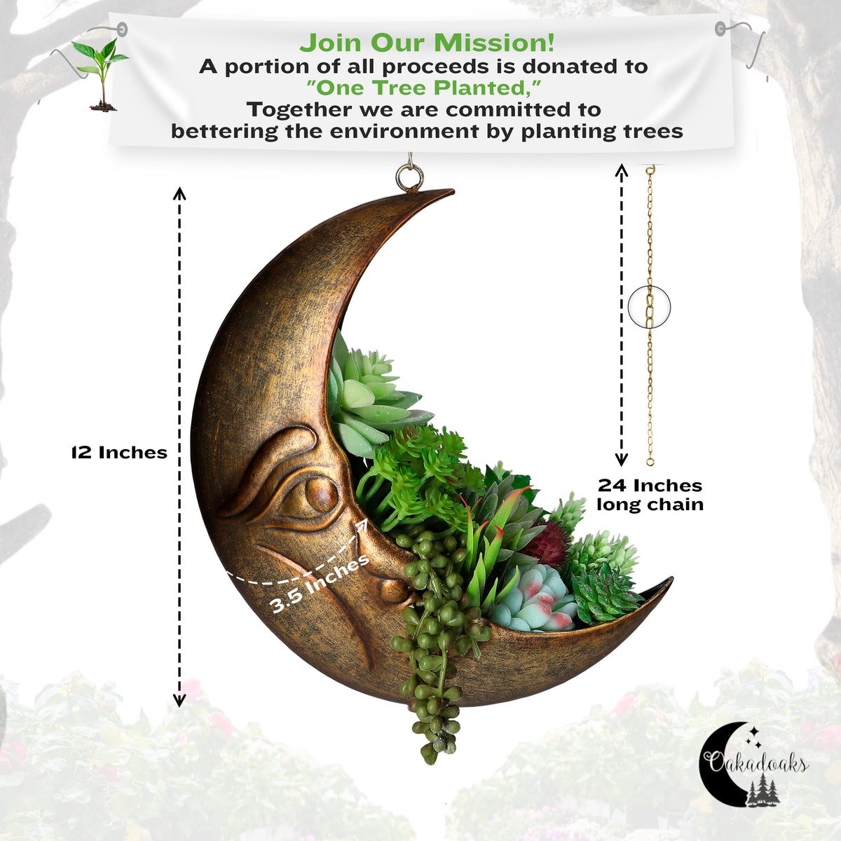 Hanging Moon Face Planter - Moon Room Decor - Crescent Moon Planter ...